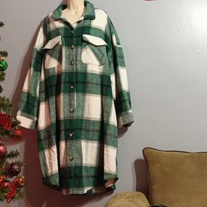 SHEIN | Jackets & Coats | New In Package Plus Size Green Plaid Jacket ...